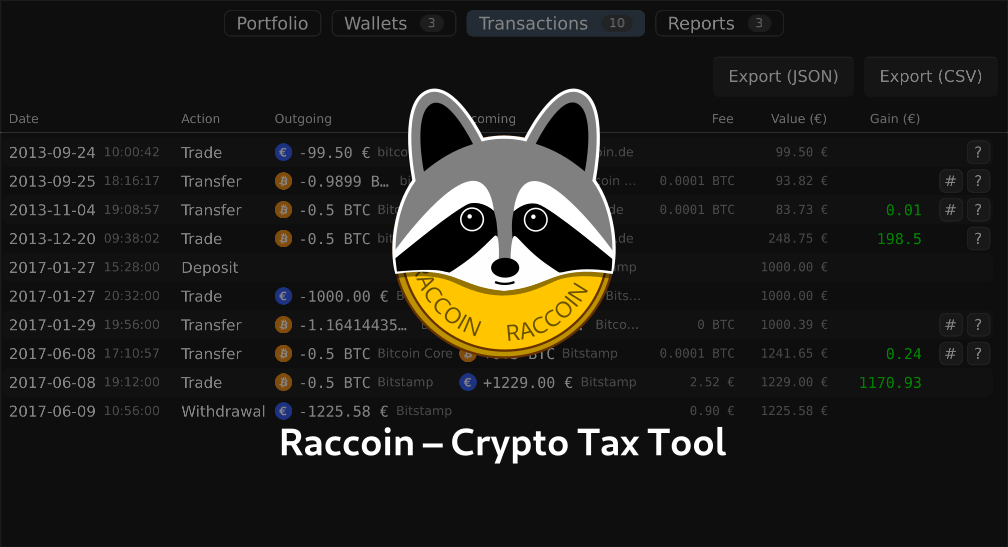 Raccoin – Crypto Tax Tool | Raccoin